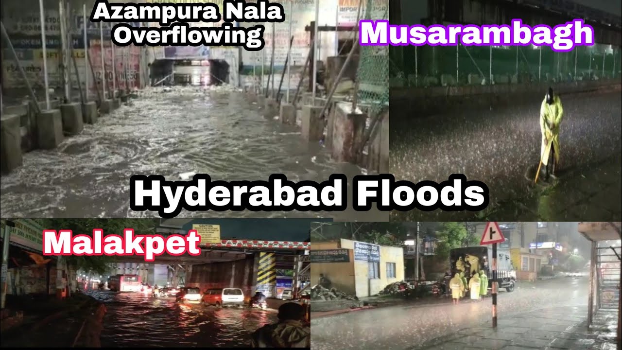 Floods in Hyderabad, Azampura Nala Overflowing, Chaderghat ...