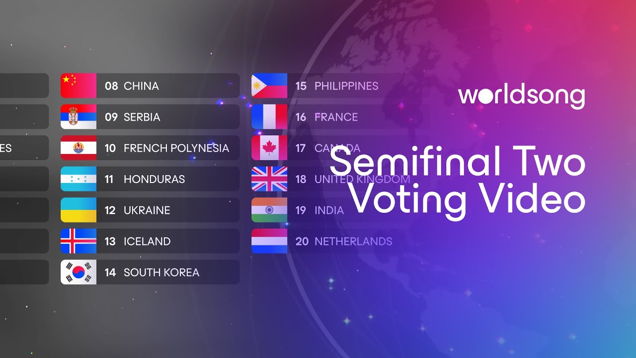 Semifinal 2 Lineup | VOTE OPEN NOW! | WORLDSONG Online Song Contest ...