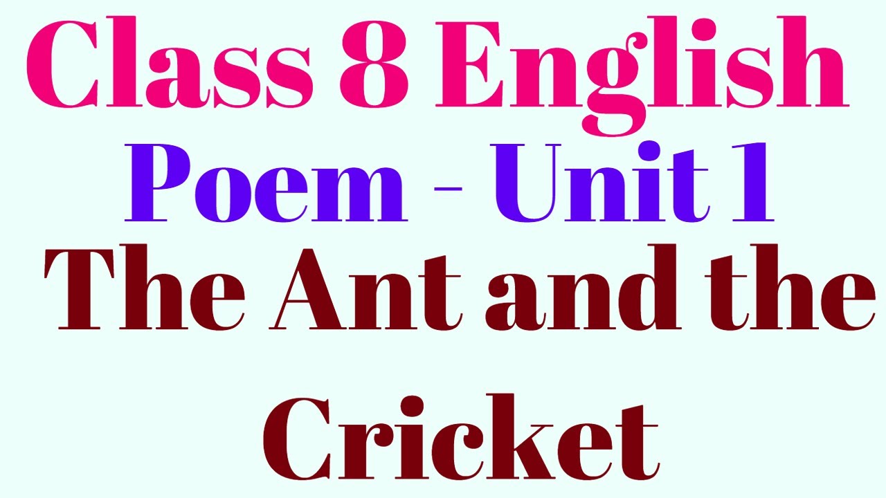 Poem Unit 1 The Ant and the Cricket - YouTube