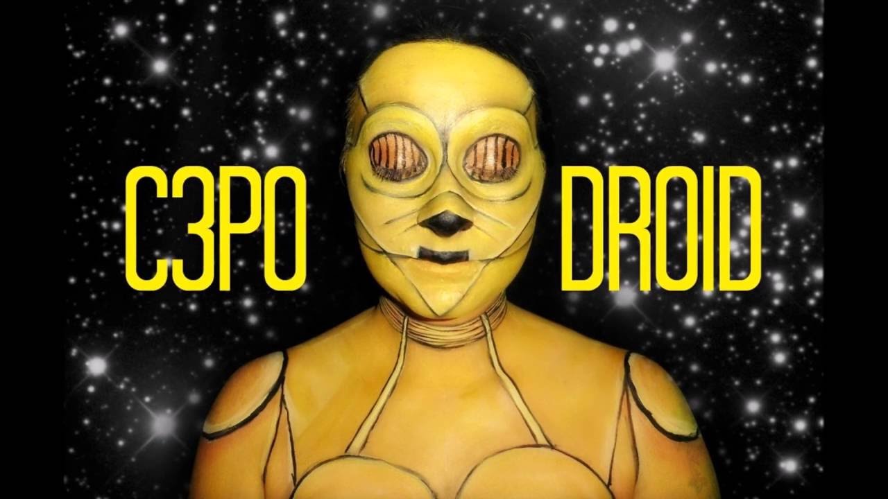 Star Wars C3P0 Style Droid Face and Body Paint - YouTube