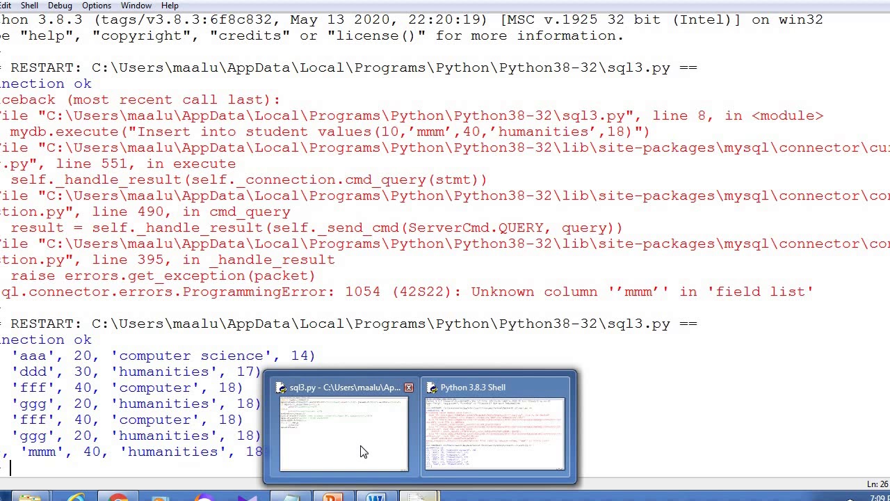 Python Mysql Connectivity Practical Session Part 3 Youtube
