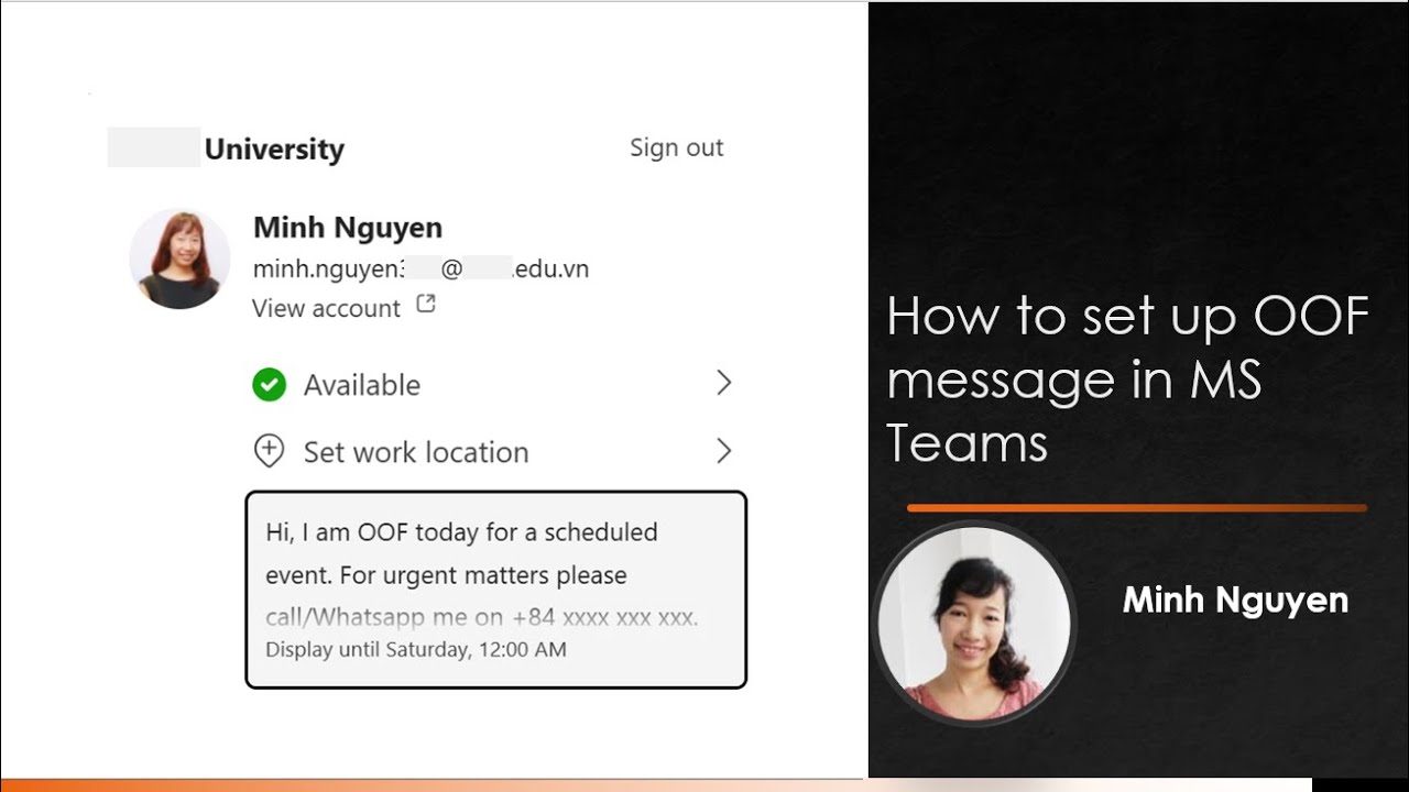 How to set Out of Office (OOF) message in Teams #msteams #minhacademy ...