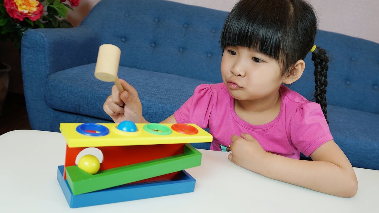 Be Bun Play Wooden Ball Hammer Learn Colors for Kids and Children ...