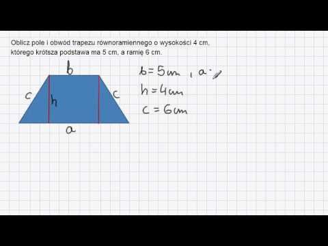 Pole i obwód trapezu równoramiennego - YouTube