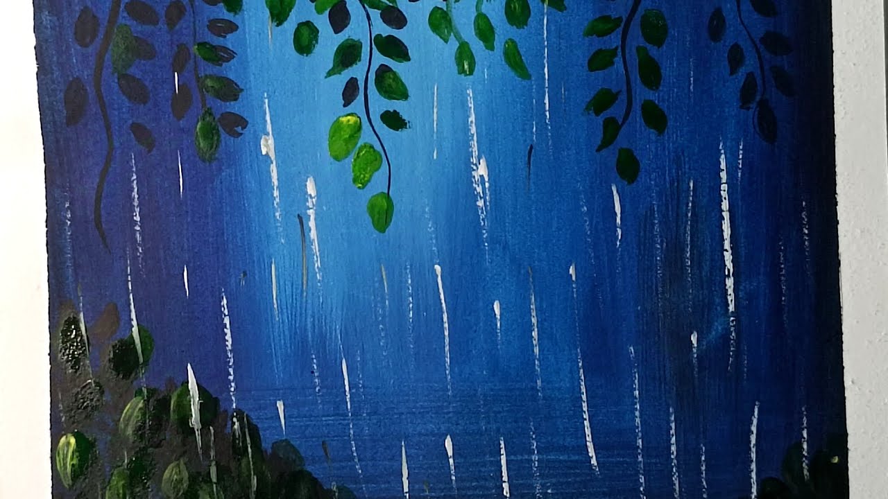 beautiful rain🌧 painting//how to do easy rain painting//rain painting ...