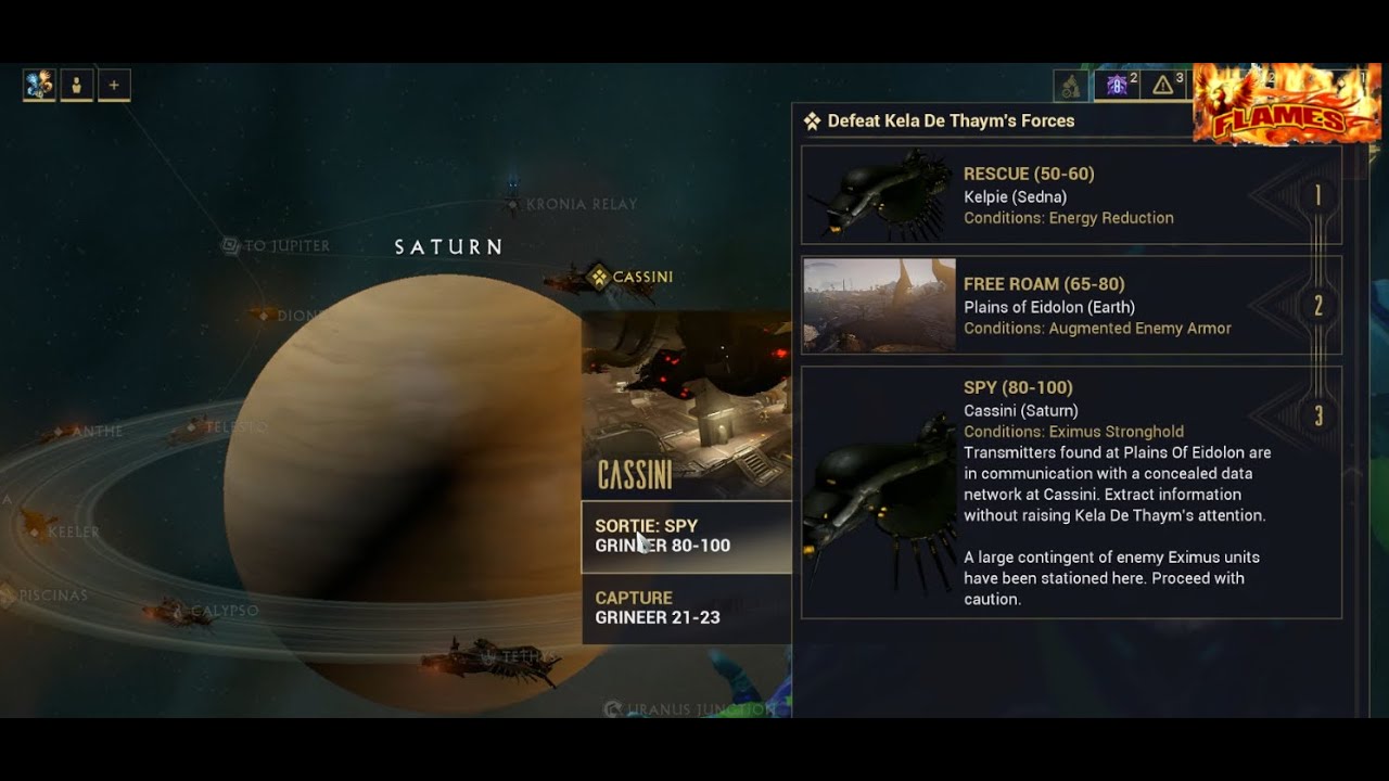 Warframe Cassini (Saturn) Mission Spy level 80-100 - YouTube