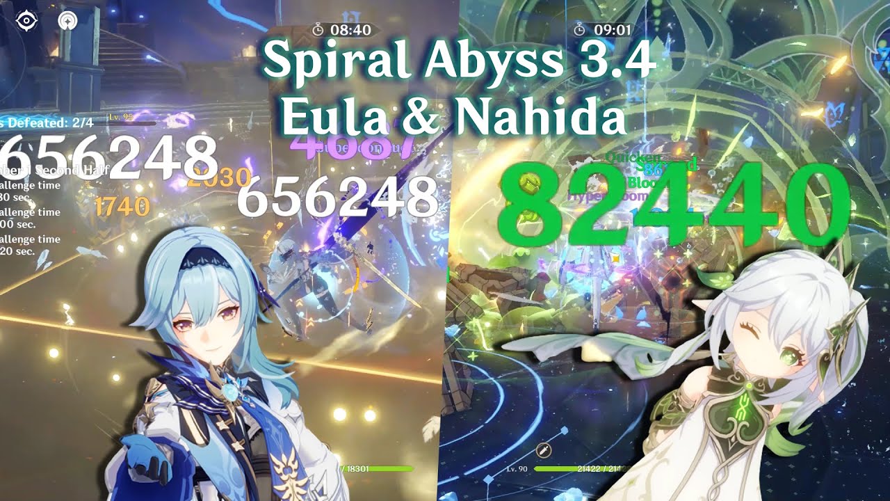 C2 Nahida Hyperbloom ft C1 Ayato & C0 Eula-C0 Raiden | Spiral Abyss 3.4 ...