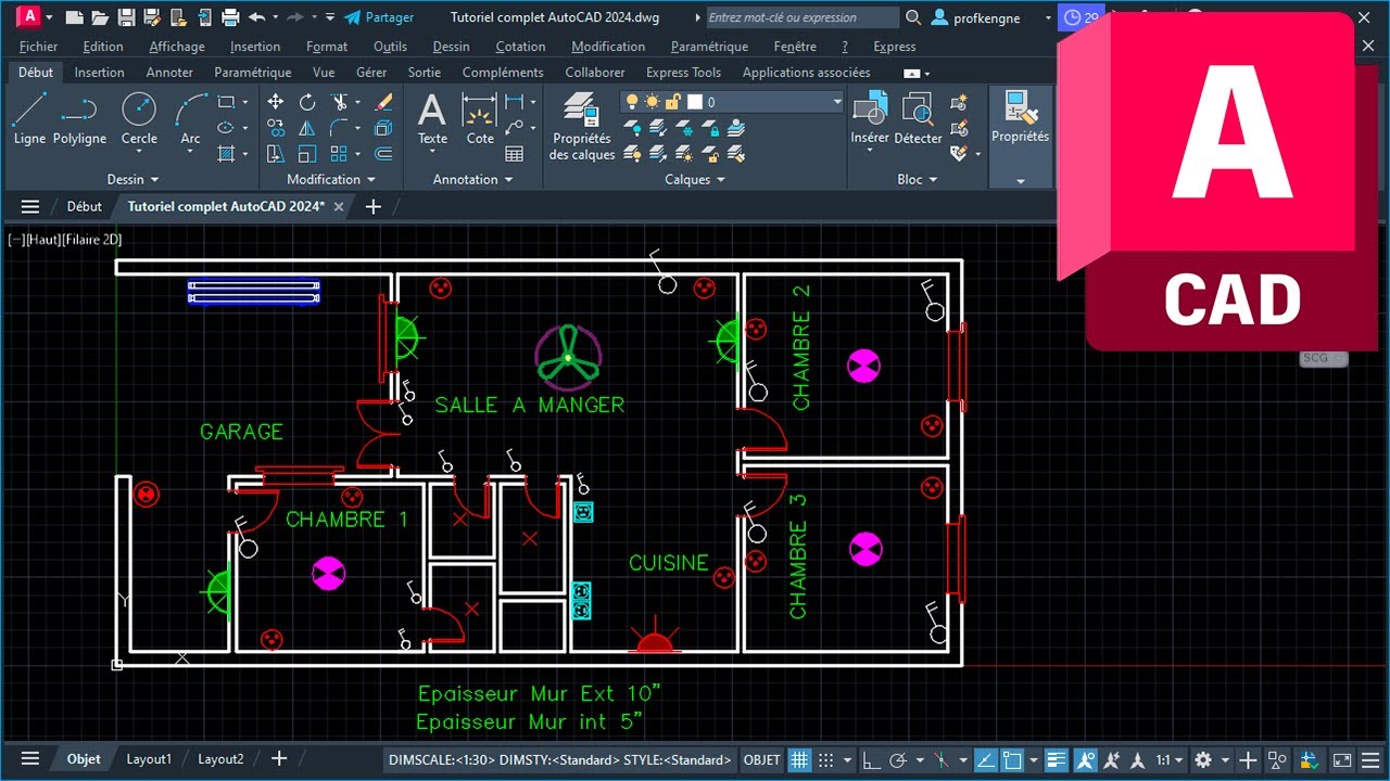 Les Schémas d'une installation Electrique sur AutoCAD - YouTube