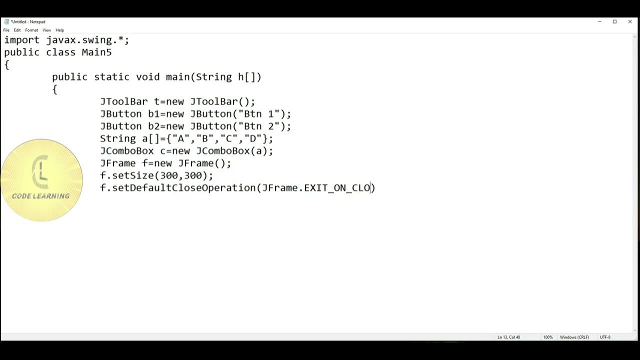 Java Swing Class Jtoolbar Add Combobox Codelearning Youtube