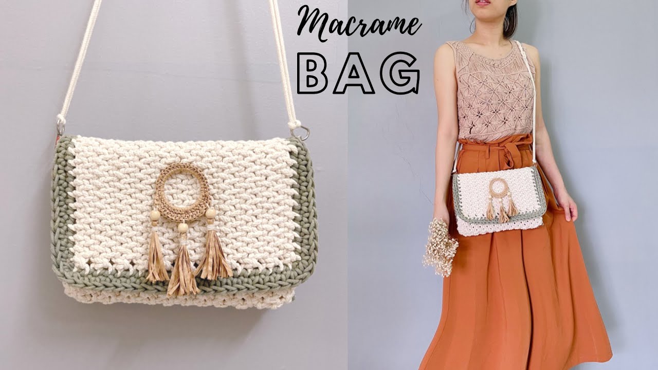 Macrame tutorial - Shoulder bag - Bag DIY #13 - YouTube