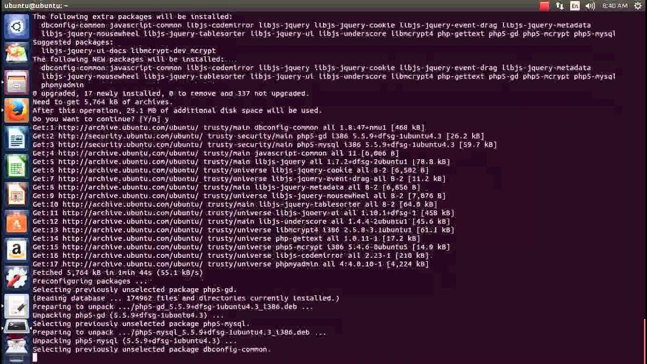 Installing and configuring apache,php5,mysql-server,phpmyadmin in ...