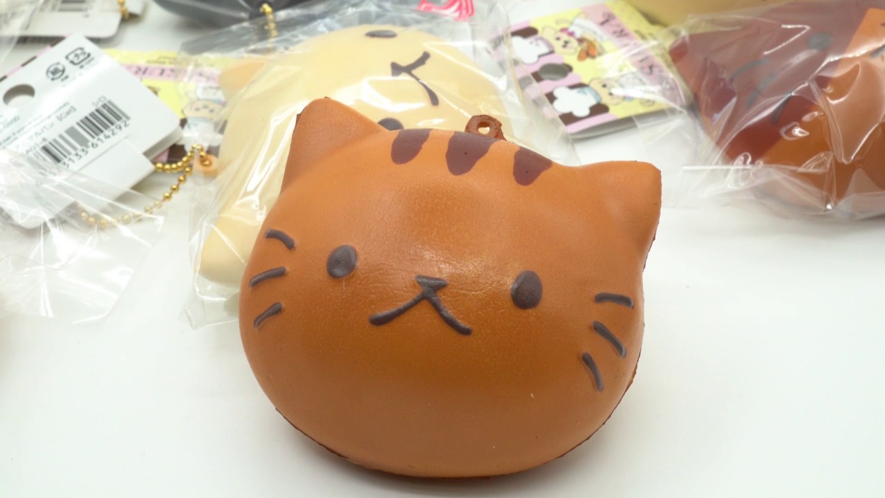 cute brown cat face bread bun squishy - YouTube