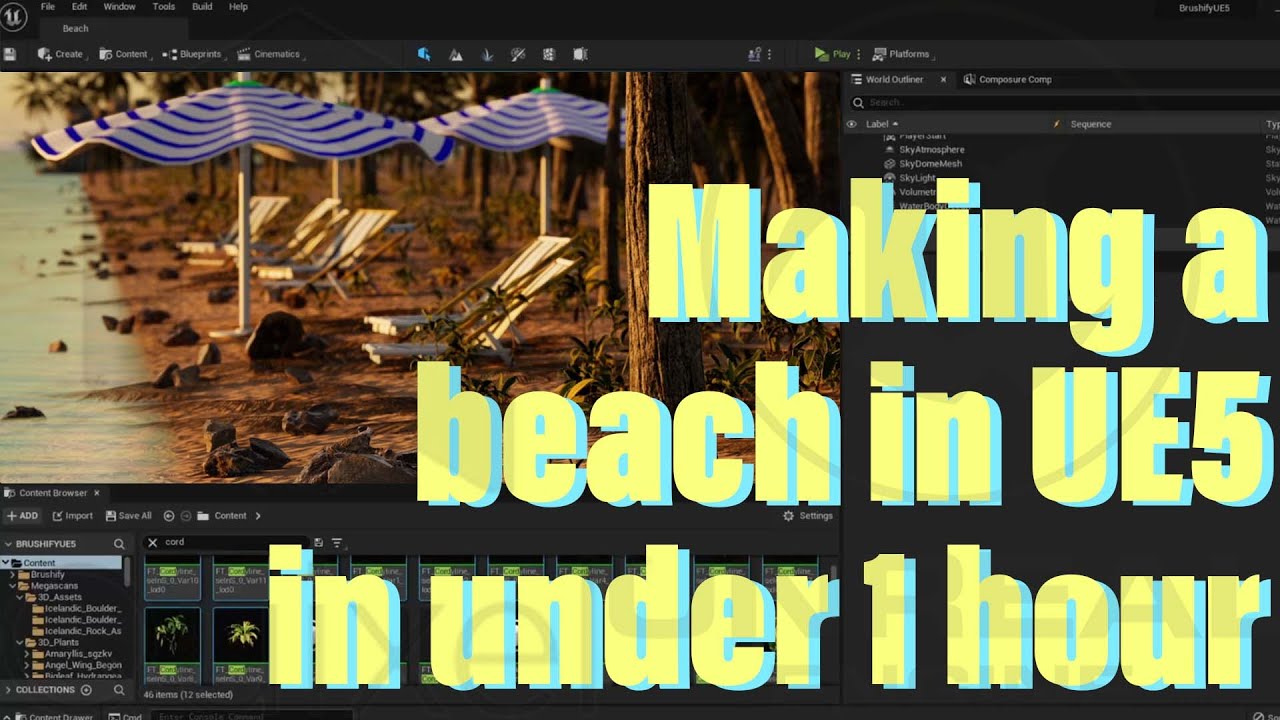Creating a Beach in UE5 in under 1 hour | Making of Time-lapse - YouTube