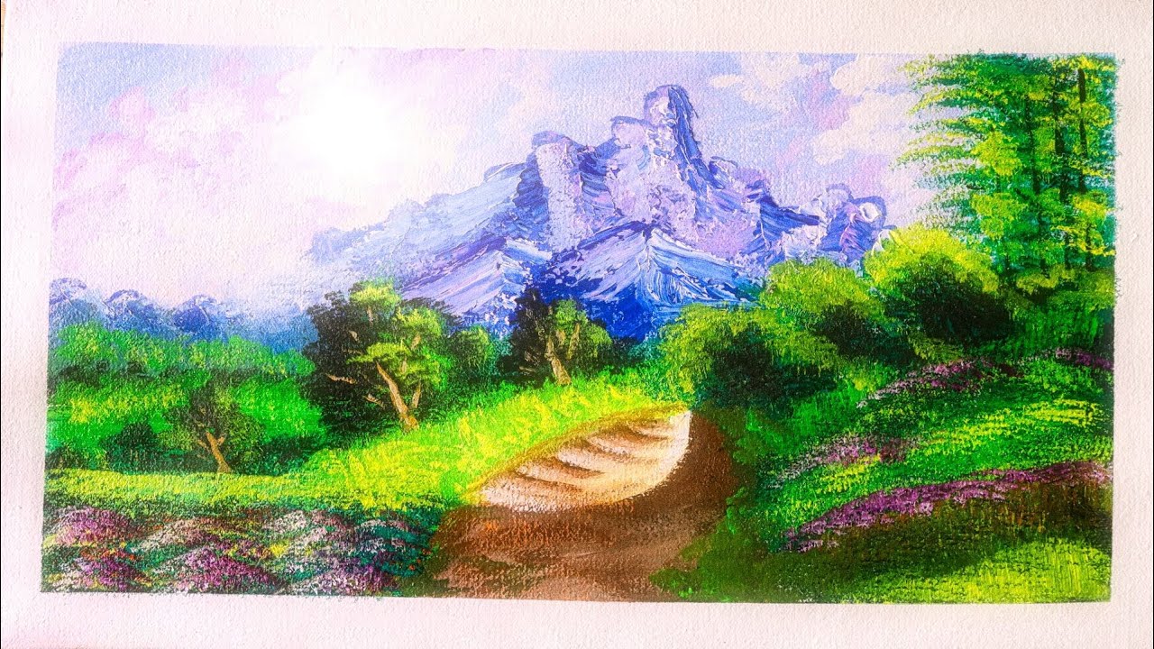 Hill painting/draw a hill/stap by stap/easy scenery drawing/paintro ...