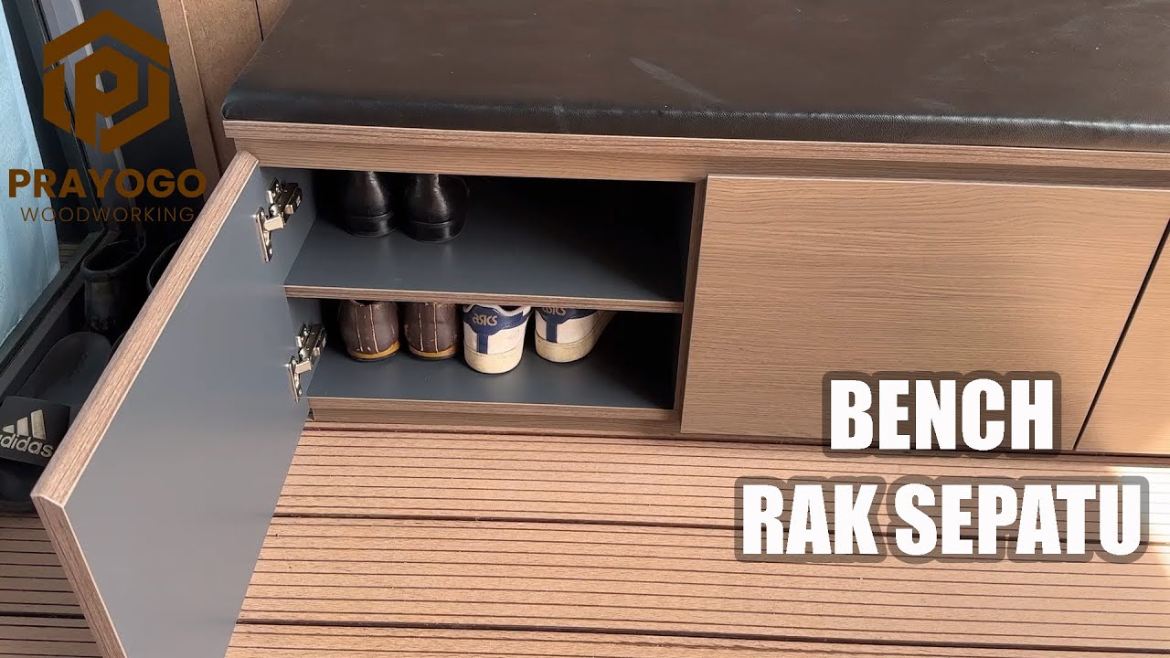 BUAT BENCH RAK SEPATU PLYWOOD FINISHING HPL - YouTube
