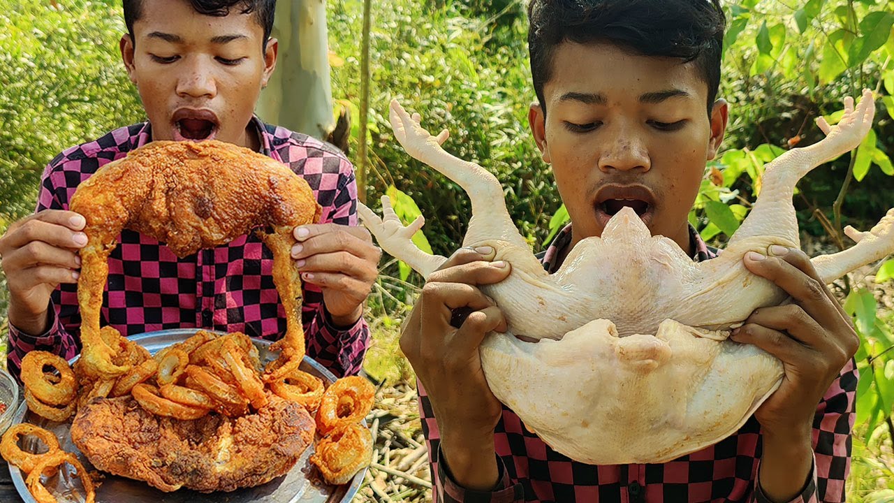 Roasted Full Chicken Leg and Crispy Golden Ring Onion | Kdeb Outdoor ...