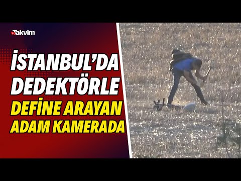 İstanbul’da dedektörle define arayan adam kamerada
