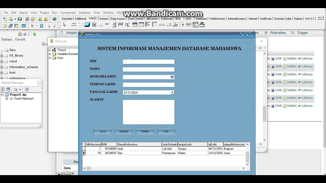 Aplikasi CRUD Delphi7 dengan Database MySQL menggunakan myDac - YouTube