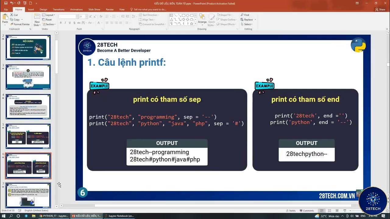 Bản sao của Bài 2 câu lệnh print và kiểu dữ liệu trong python - YouTube