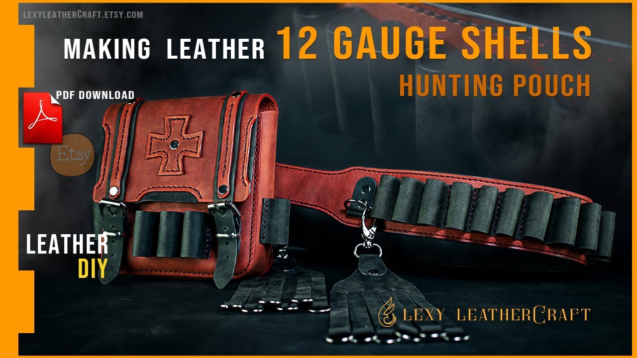 Leather 12 gauge shells holder and pouch - Leather DIY - YouTube