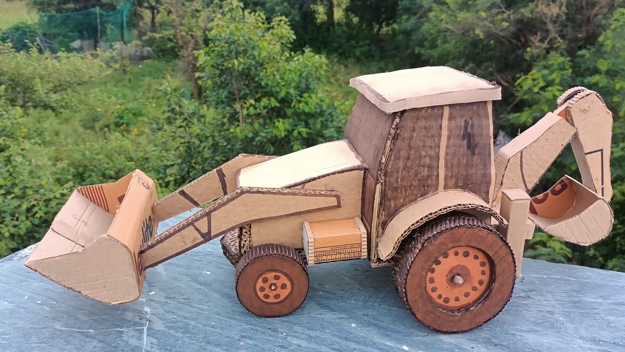 how to make JCB at home cardboard coolest cardboard hydraulic JCB DIY ...