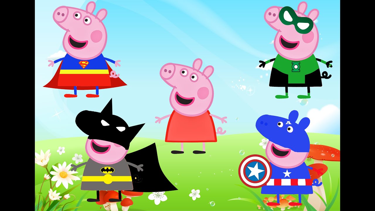Peppa Pig Super Heroes Finger Family / Nursery Rhymes Lyrics - YouTube
