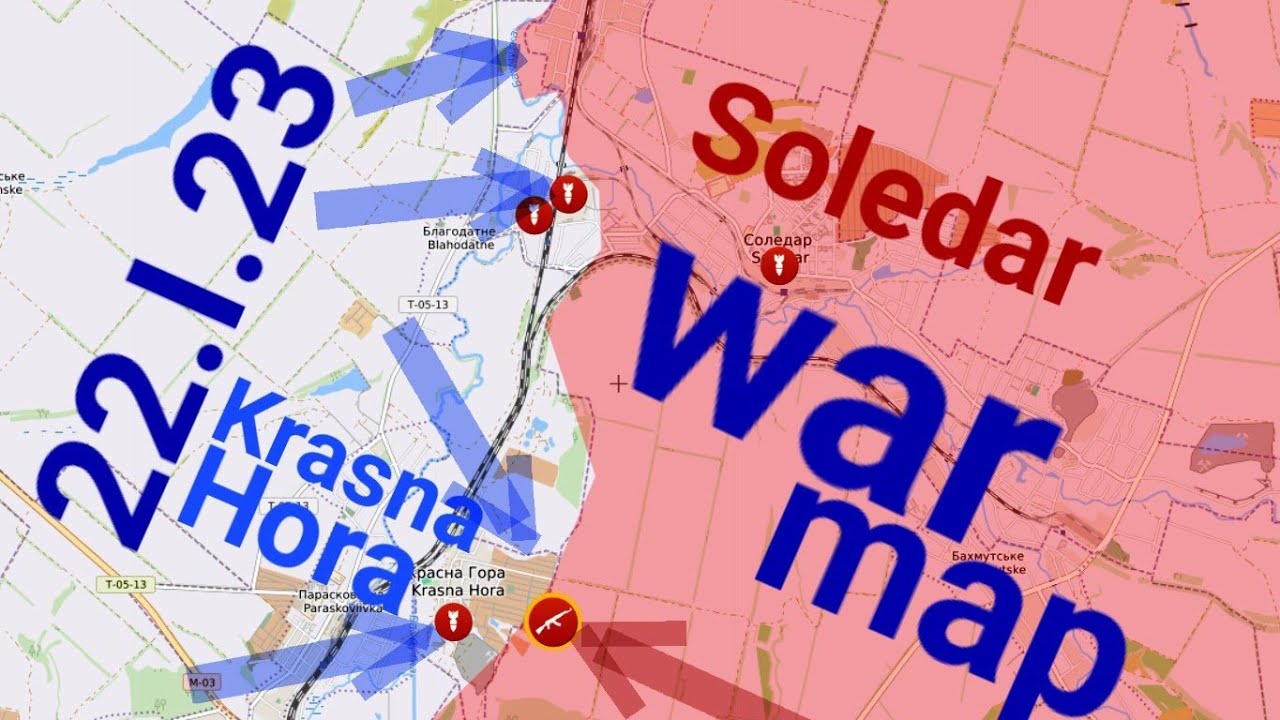 2023_01_22 @War2023_Ukraine_map Soledar, Bakhmut, Klischiyivka, Krasna ...