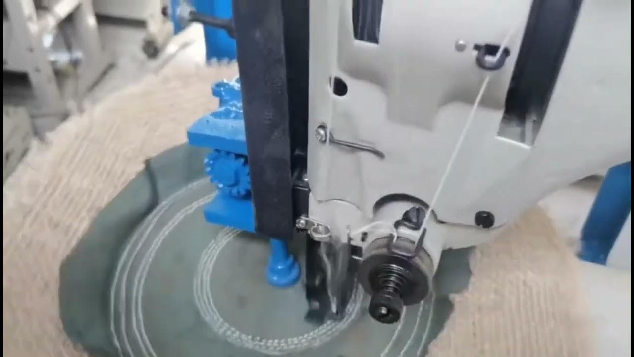 SG01M sisal buffs spiral sewing machine with synchronizer from outside to inside - YouTube