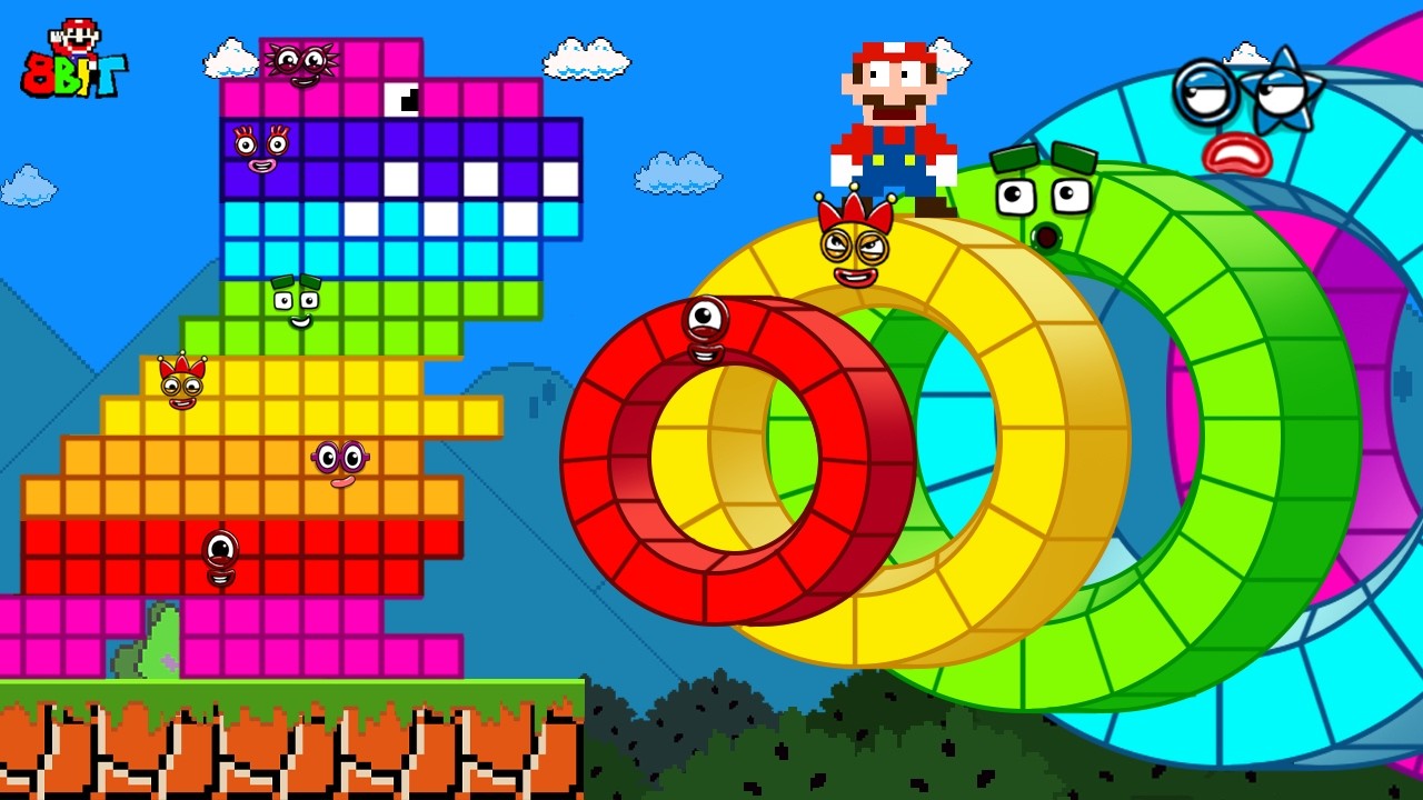 Mario and NumberBlocks 1: Giant Rainbow Ring Maze Escape Challenge ...