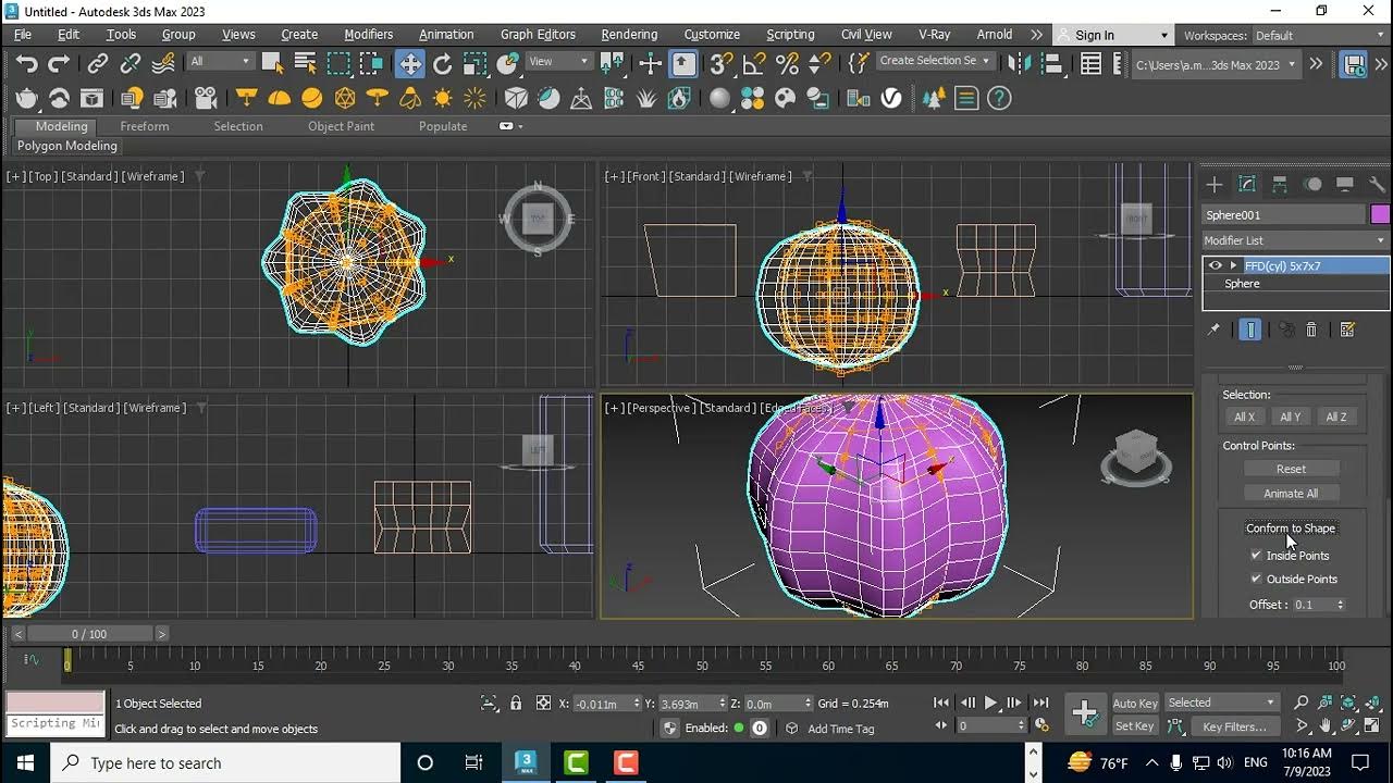 3ds Max 2023: FFD (Free Form Deformation) Modifier - YouTube