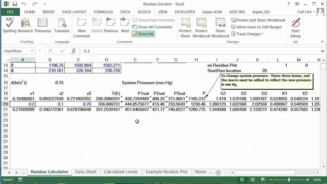 16.3 Residue Curves Using Excel Maco - YouTube