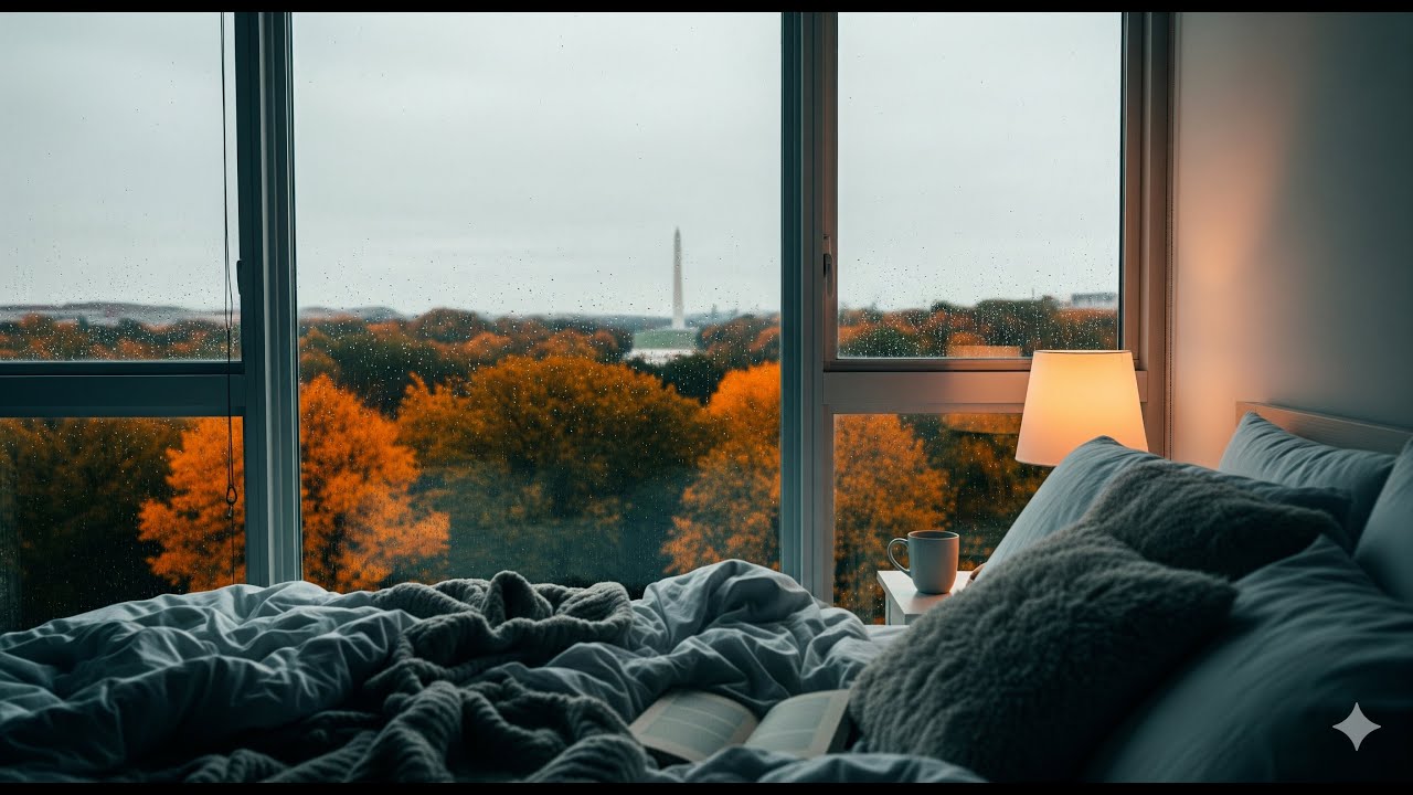 Cozy Rainy Fall Morning in Washington DC 🍂🌧️ Calm Rain Ambience For ...
