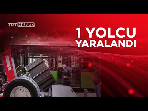 Yük asansörü yolcu dolu otobüse çarptı: Panik anları kamerada