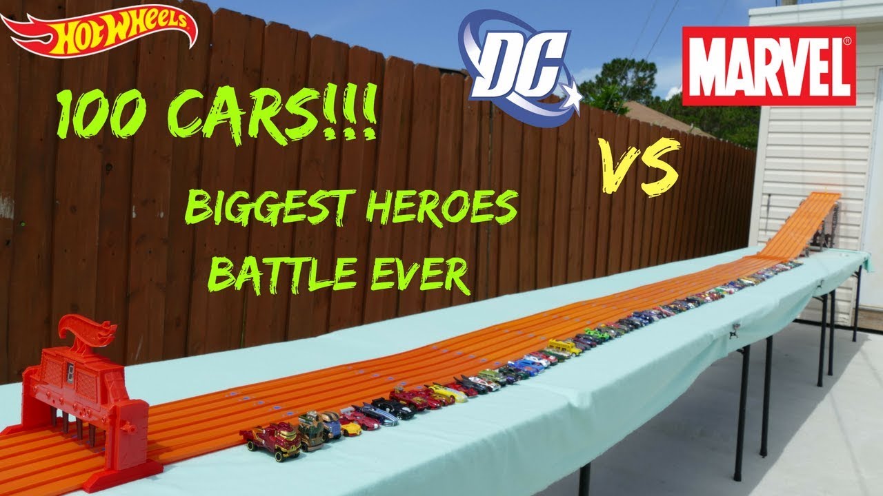 Hot Wheels 100 cars super heroes battle epic tournament race - YouTube