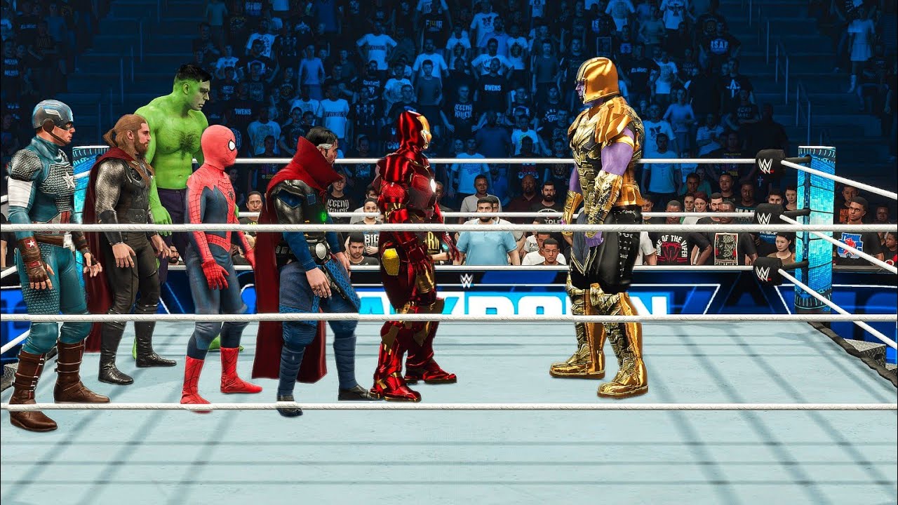 Thanos vs Avengers in Gauntlet Match - WWE 2K24 - YouTube
