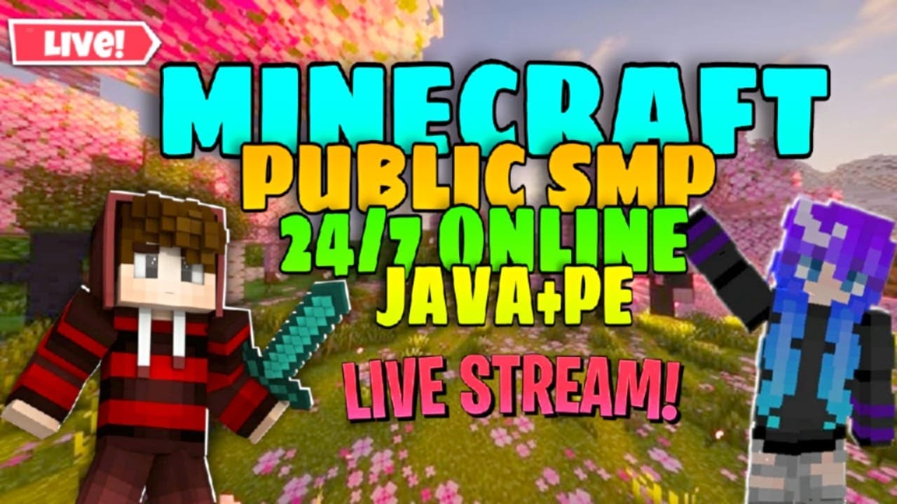 MINECRAFT PUBLIC SMP LIVE 🥳 | 24/7 ONLINE Java + Bedrock 🌍 | Anyone can join #day17 - YouTube