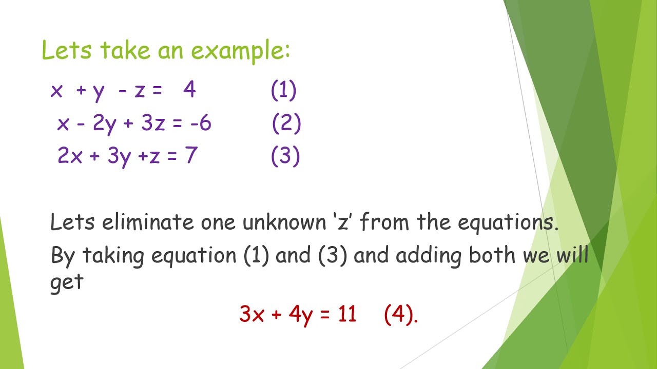 SIMULTANEOUS EQUATION IN 3 UNKNOWNS Part 3 YouTube SIMULTANEOUS EQUATION IN 3 UNKNOWNS Part 3 YouTube