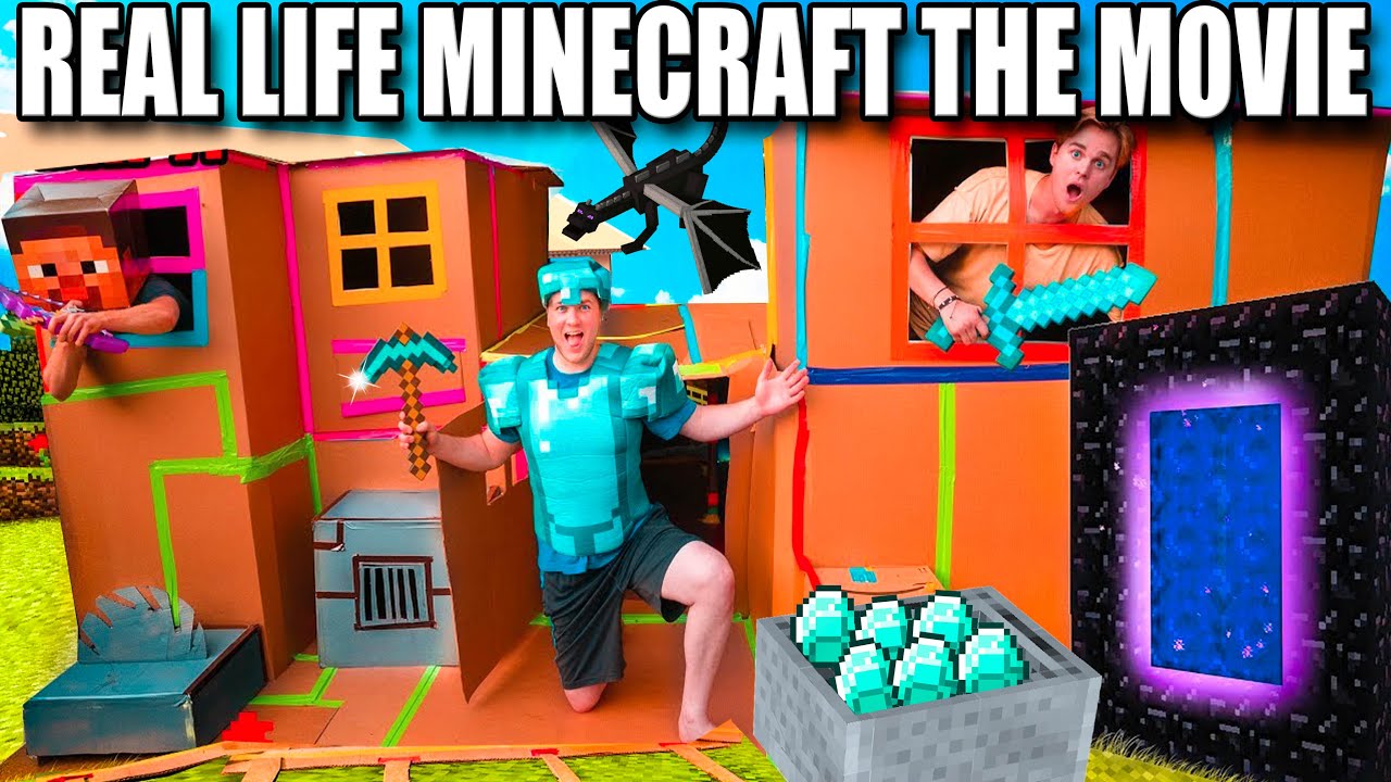 Real Life MINECRAFT The MOVIE - Minecraft Box Fort Part 1 - YouTube