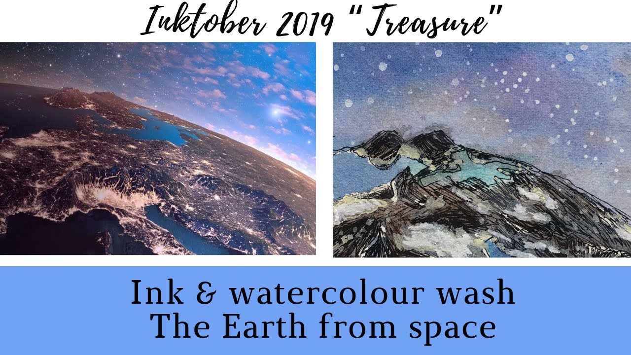 How to Draw | Planet Earth | Ink and watercolour - YouTube