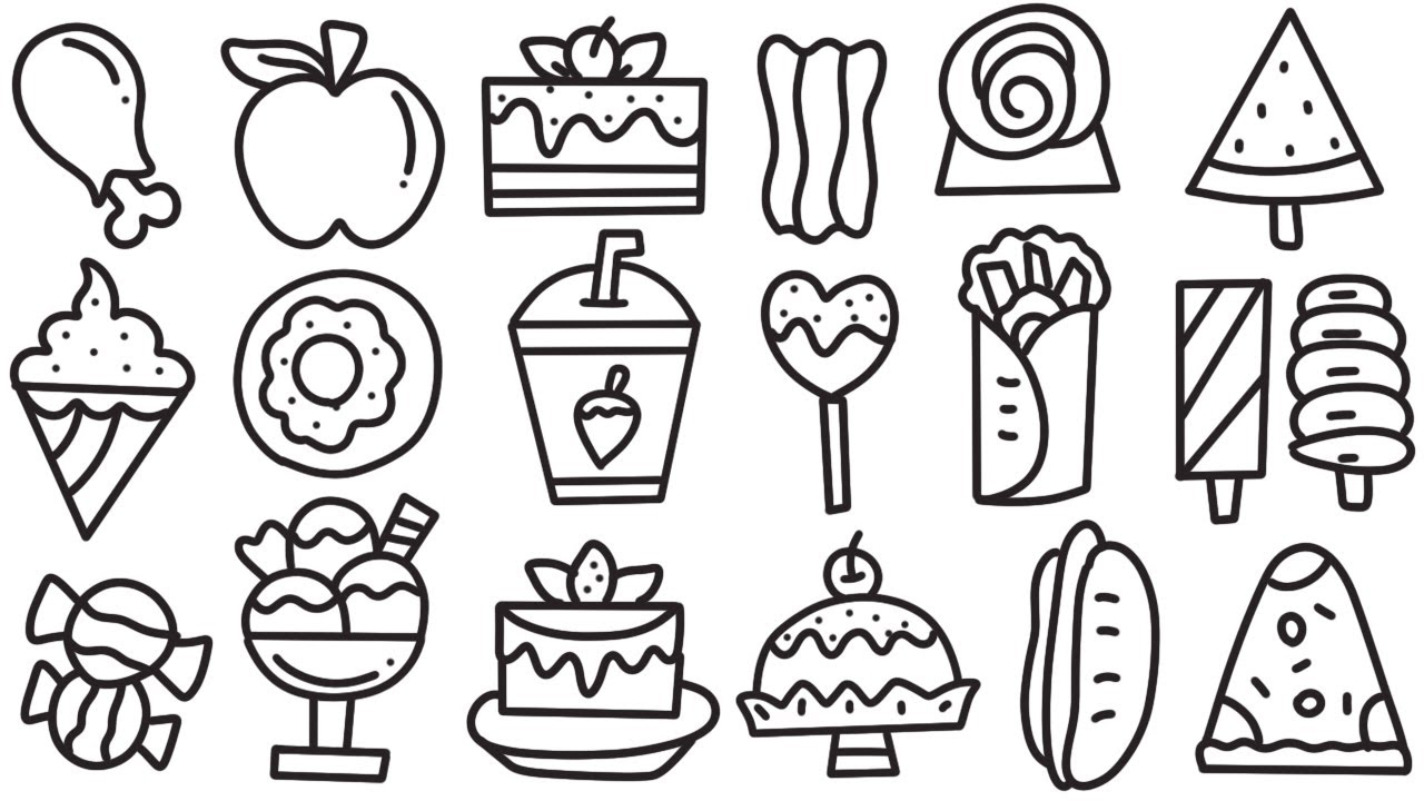 How to draw a food easy | candy,cake,lollipop,ice cream,donuts |Easy ...