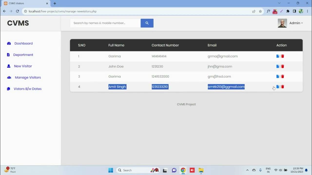 Company Visitors Management System using PHP and MySQL V2 | PHPGurukul - YouTube