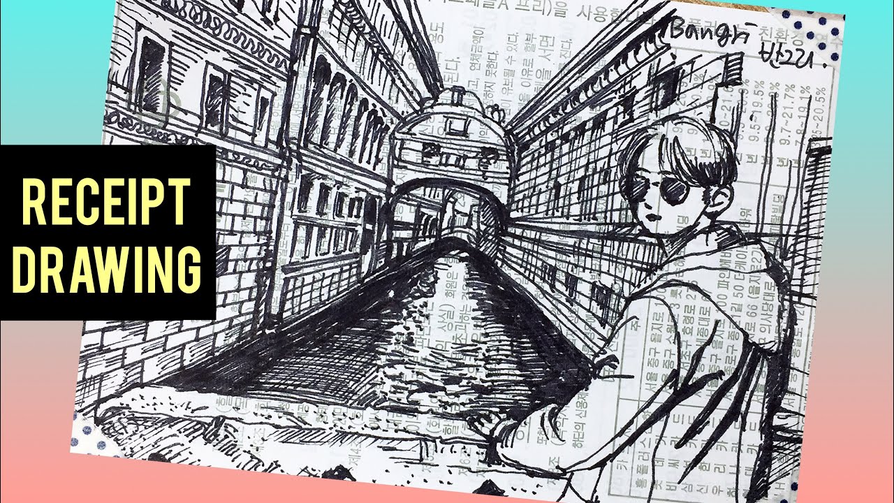 [영수증 아트] 펜 드로잉 해보기 #receipt drawing #차은우#Howtodraw - YouTube