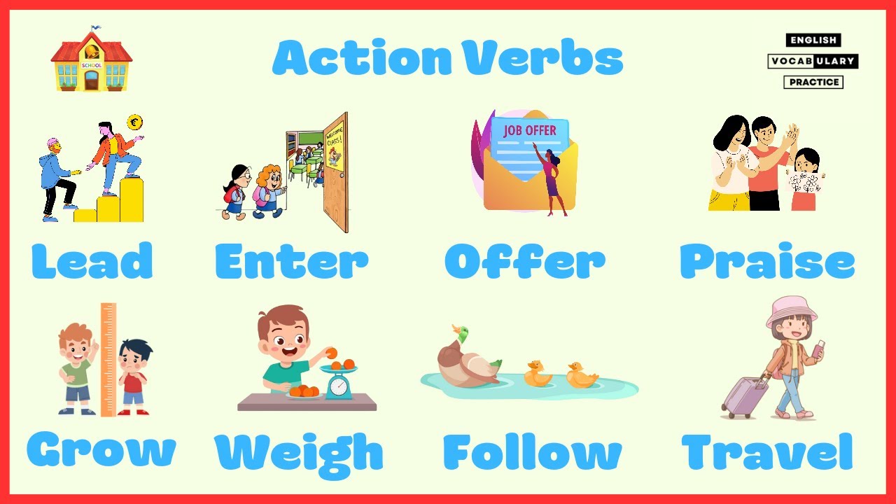 Vocabulary : Action Verbs | Action Words with Sentences and Pictures ...