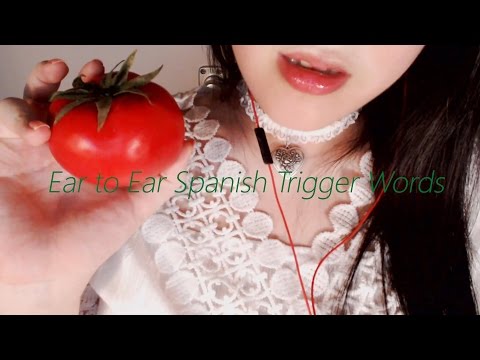 ENG SUB [Spanish ASMR] My first Spanish ASMR video! Ear to Ear Spanish Trigger words Repetition!