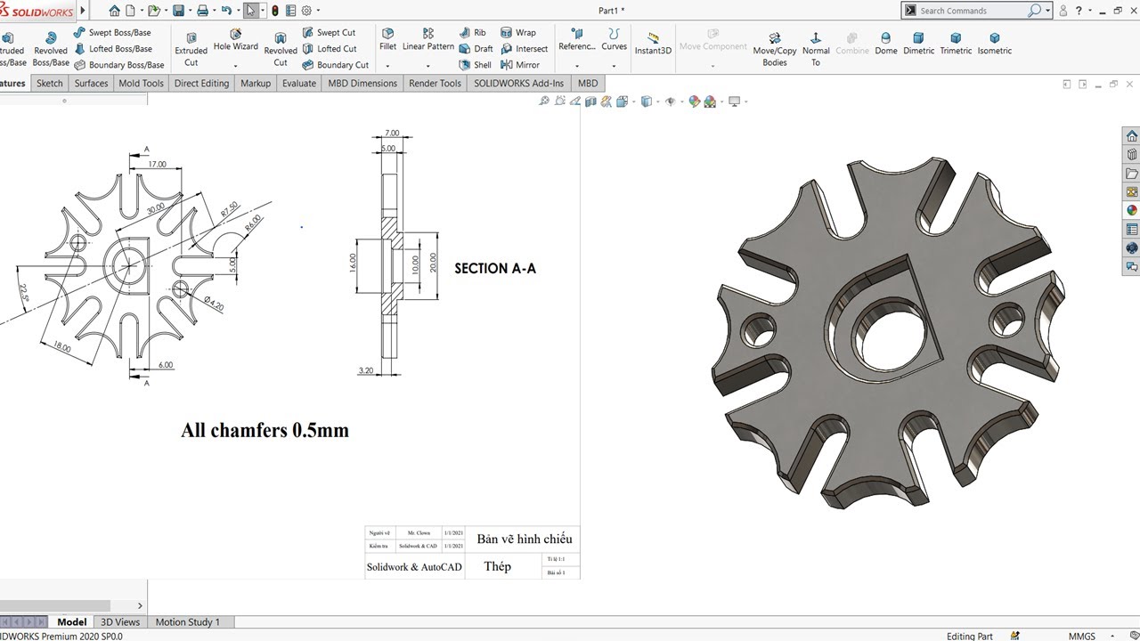Exercise1: Bài tập Solidwork || Exercise in Solidwork || Solidwork & AutoCAD - YouTube