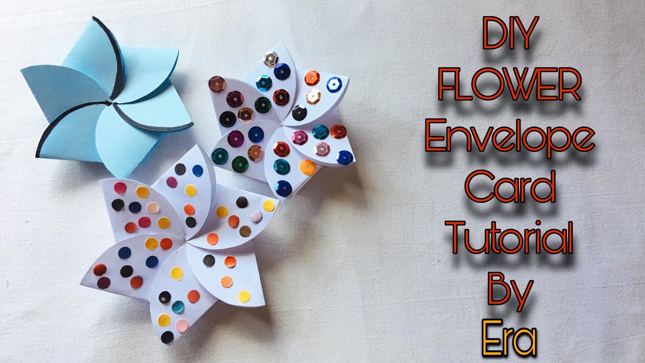 How To Make DIY Flower Envelop Card For Scarpbook - YouTube