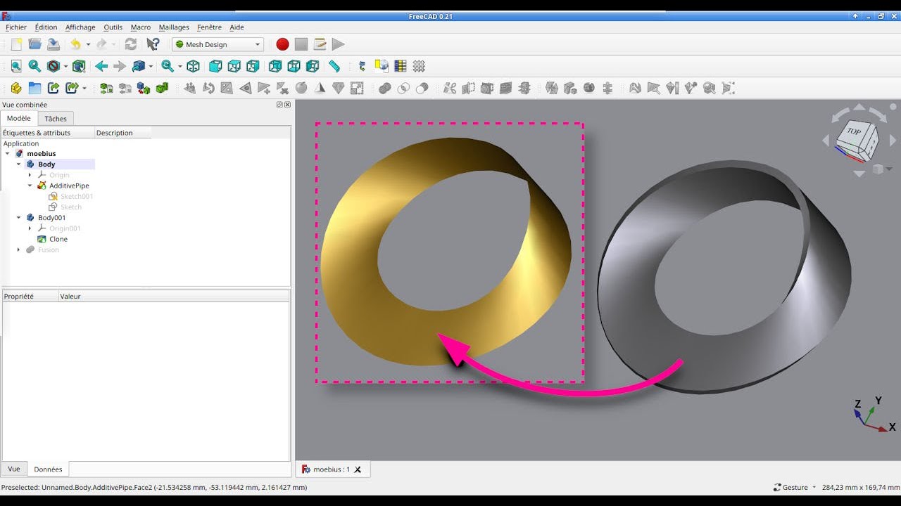 FreeCAD 0.21-0.20 Créer facilement un ruban de Moebius - YouTube