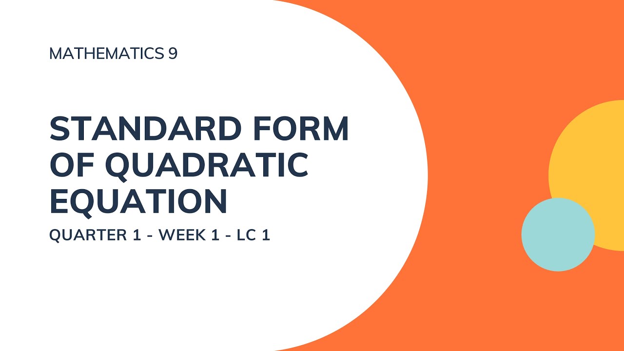 Standard Form of Quadratic Equation - YouTube