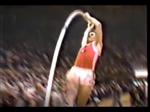 Sergei  Bubka indoor world record 5 94m ( 1986 Los Angeles )