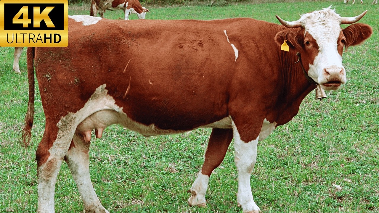 4k cow video with relaxing music & meadow sounds - YouTube